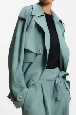 BOSS Relaxed-fit Drapey-twill Jacket - Blue