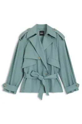 BOSS Relaxed-fit Drapey-twill Jacket - Blue