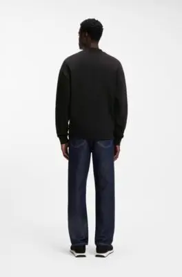 Hugo Cotton-terry Sweatshirt With Embroidered Logo Artwork - Black