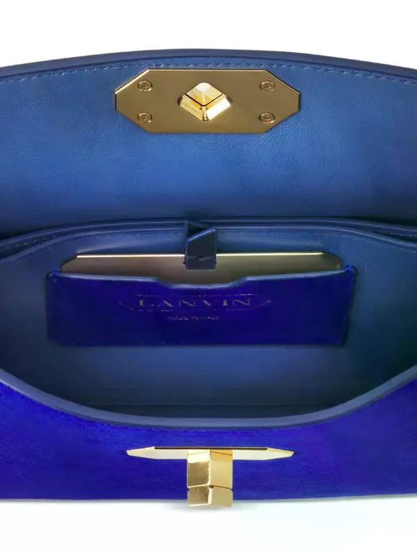 LANVIN Turnlock Goat Skin Shoulder Bag - Blue