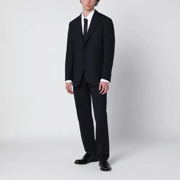 LARDINI Pinstripe Wool Single-breasted Suit - Blue