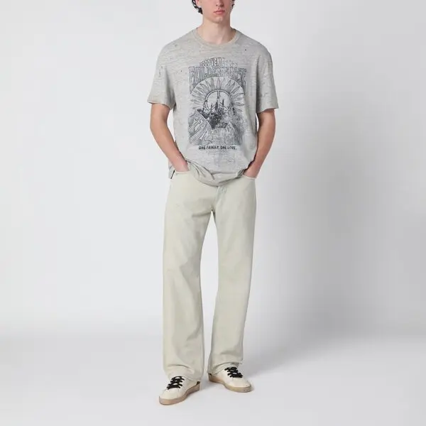 GOLDEN GOOSE Vintage-effect T-shirt With Print - Grey