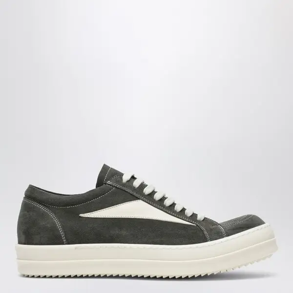 Rick Owens Vintage Sneakers In Eucalyptus/milk White Suede - Grey