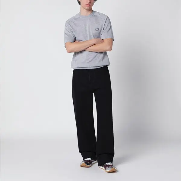Maison Kitsuné Mélange Fox Head Wool Sweater - Grey