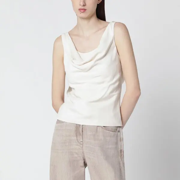 Brunello Cucinelli Fluid Viscose And Linen-twill Top - White