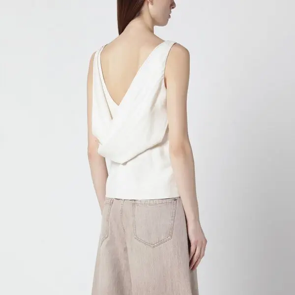 Brunello Cucinelli Fluid Viscose And Linen-twill Top - White