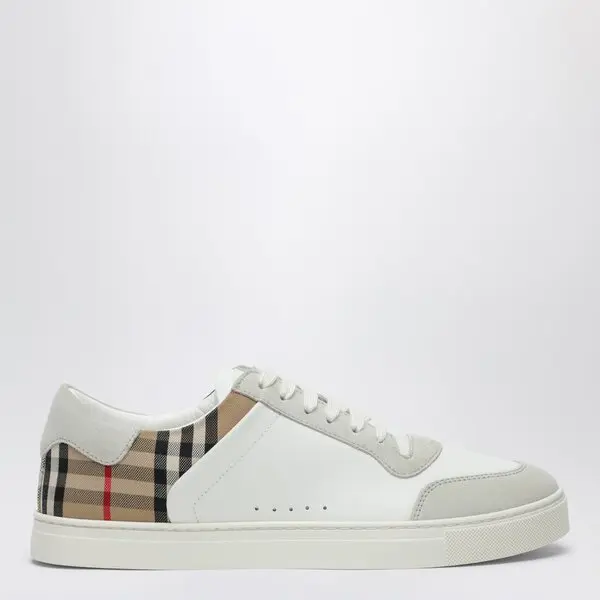 Burberry And Check Leather Sneakers - White