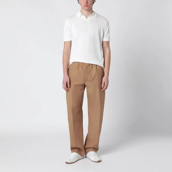 LARDINI Camel Linen Trousers