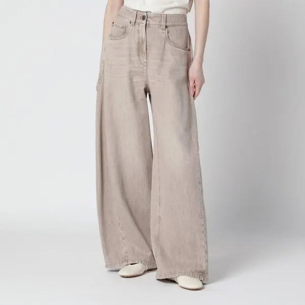 Brunello Cucinelli Wide-leg Desert-colored Jeans - Beige