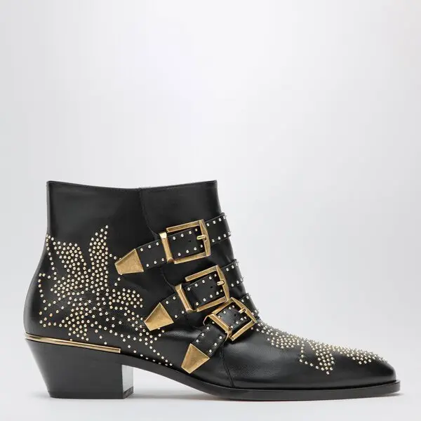 Chloé Susanna Ankle Boots With Studs And Buckles - Black