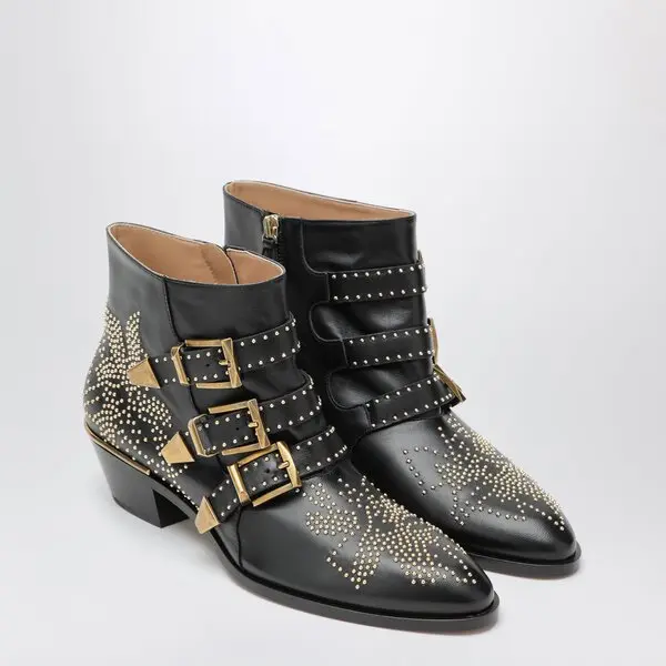 Chloé Susanna Ankle Boots With Studs And Buckles - Black