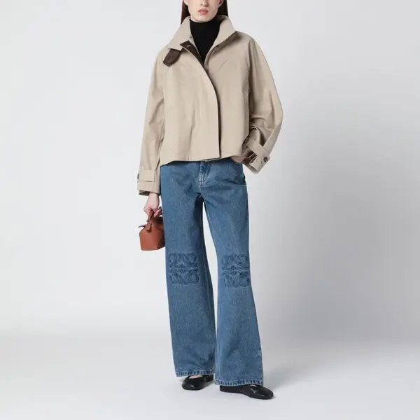 Loewe Short Cotton And Silk Parka - Beige
