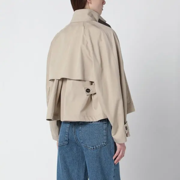 Loewe Short Cotton And Silk Parka - Beige