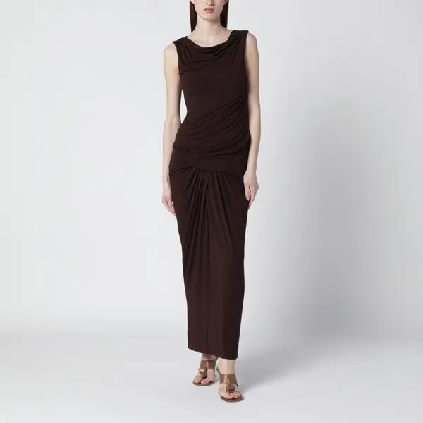 ENTIRE STUDIOS Tobacco-colored Dress With Draping - Brown