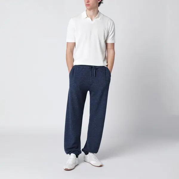 Loro Piana Gokarna Mélange Wool-blend Trousers - Blue