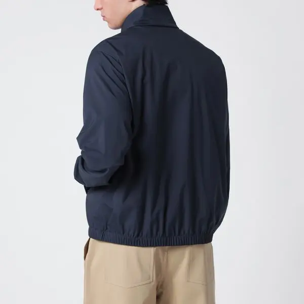 Loro Piana Navy Zip-up Microfiber Bomber Jacket
