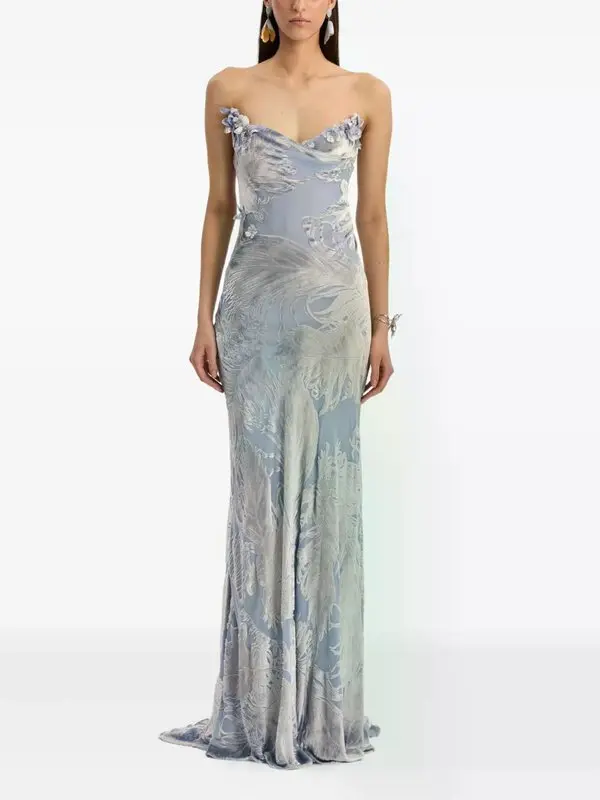 Oscar De La Renta Devoré-effect Velvet Gown