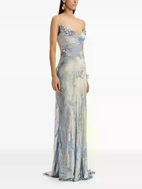 Oscar De La Renta Devoré-effect Velvet Gown
