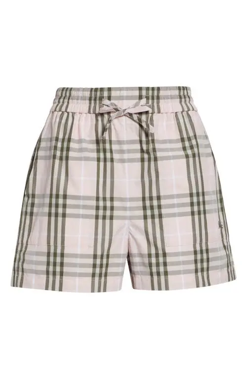 Burberry Evelyn Check Cotton Drawstring Shorts - Mallow Pink Ip Check