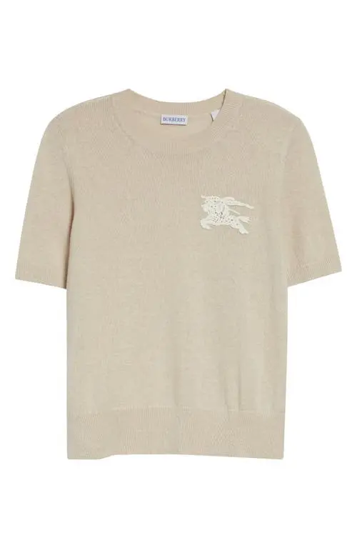 Burberry Ekd Short Sleeve Wool & Cotton Sweater - Easel Beige