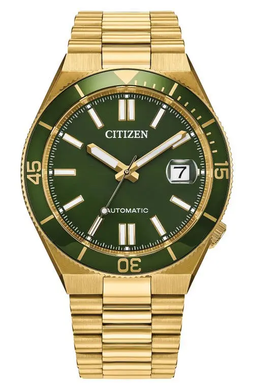 Citizen Tsuyosa Shore Goldtone Automatic Bracelet Watch - Green/goldone