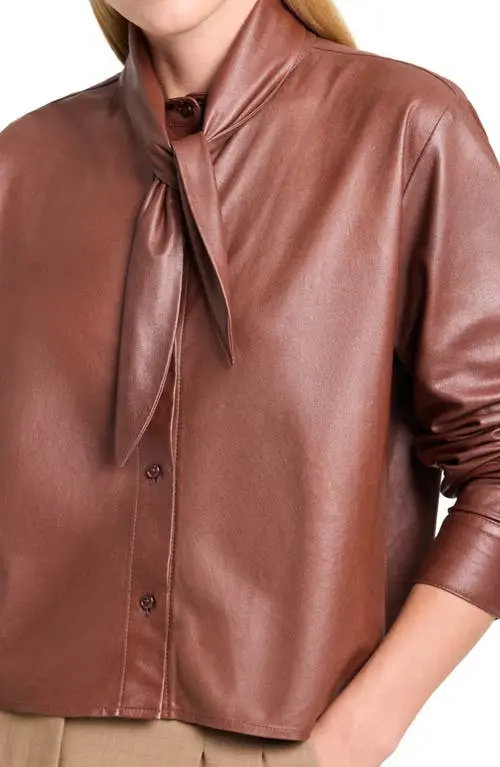 TWP Leather Tie-collar Button-up Shirt