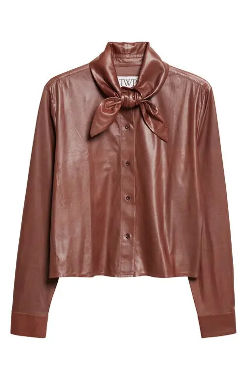 TWP Leather Tie-collar Button-up Shirt
