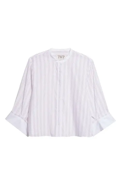 TWP The Beau Stripe Button-up Shirt - White/wine