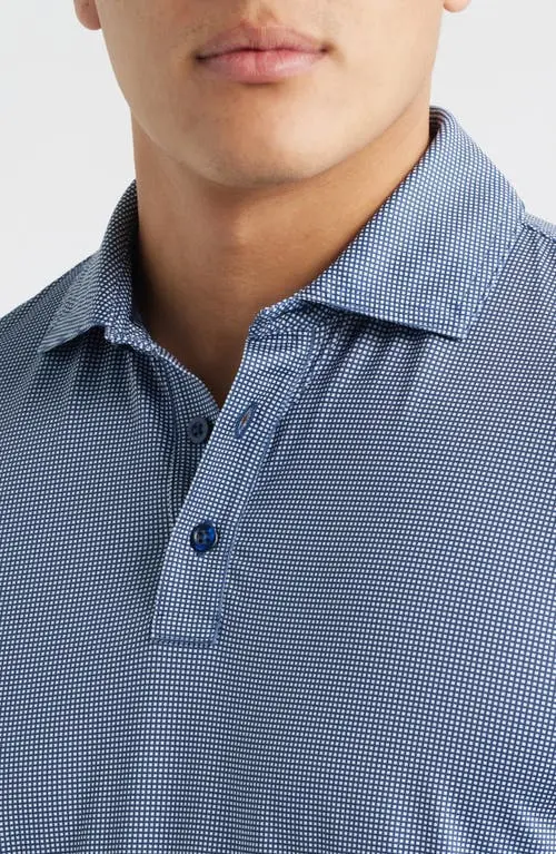 Johnston & Murphy Xc+™ Ace Micropattern Performance Golf Polo - Navy/white Gingham