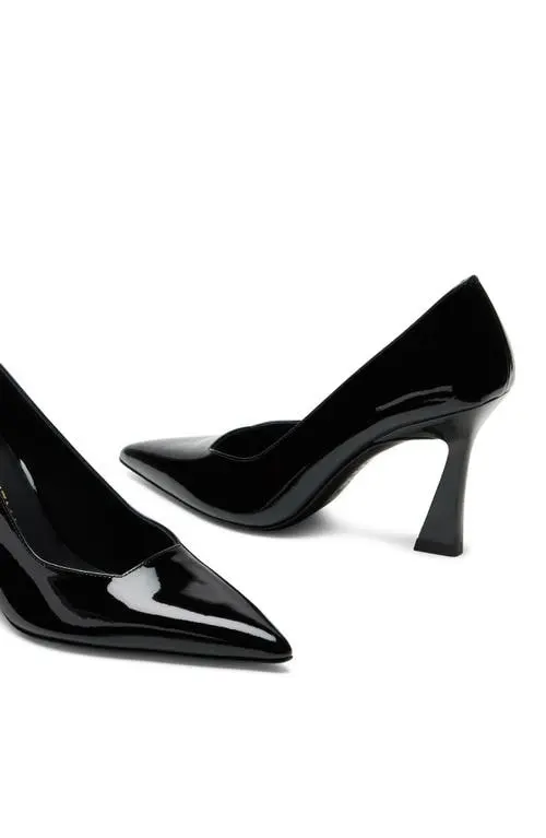 STUART WEITZMAN Vinnie 85 Patent Leather Pointed Toe Pump - Black
