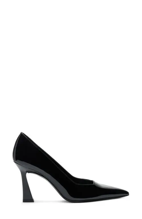 STUART WEITZMAN Vinnie 85 Patent Leather Pointed Toe Pump - Black