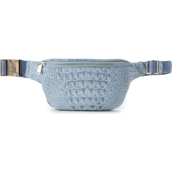 Brahmin Hollis Croc Embossed Leather Sling Bag - Stonewash