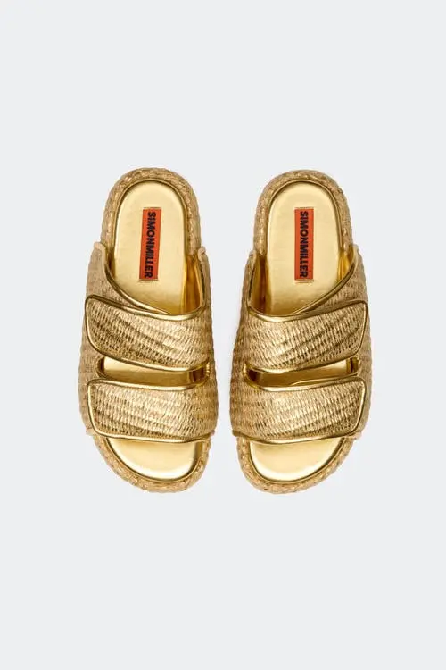 SIMONMILLER Metallic Raffia Cro Slide