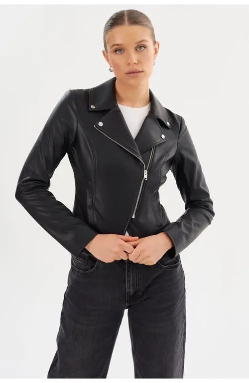 LAMARQUE Fitted Faux Leather Jacket - Black