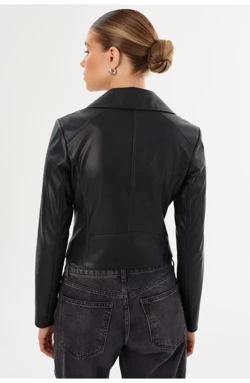 LAMARQUE Fitted Faux Leather Jacket - Black