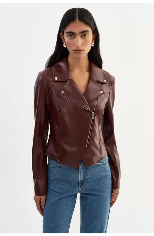 LAMARQUE Fitted Faux Leather Jacket - Wax Brown