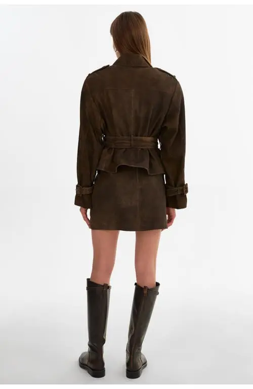 LAMARQUE Dhana Suede Trench Jacket - Distressed Brown
