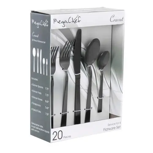 MEGACHEF Cravat 20 Piece Flatware Utensil Set - Matte Black