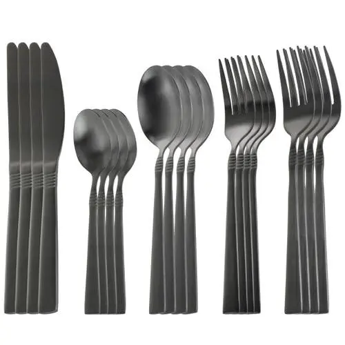 MEGACHEF Cravat 20 Piece Flatware Utensil Set - Matte Black