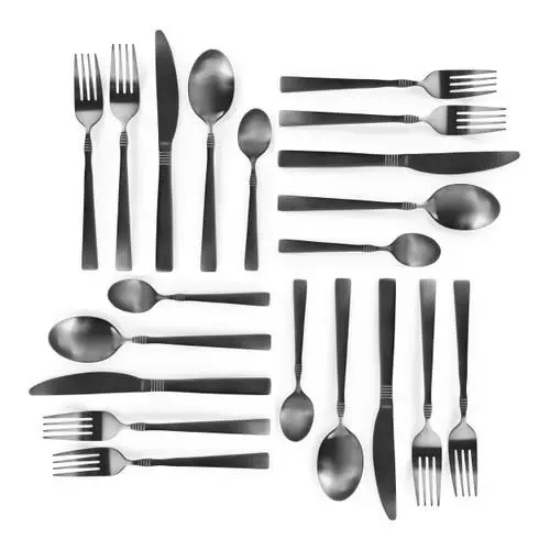 MEGACHEF Cravat 20 Piece Flatware Utensil Set - Matte Black