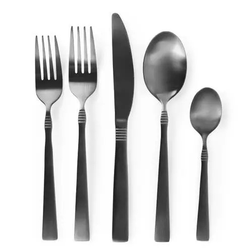 MEGACHEF Cravat 20 Piece Flatware Utensil Set - Matte Black