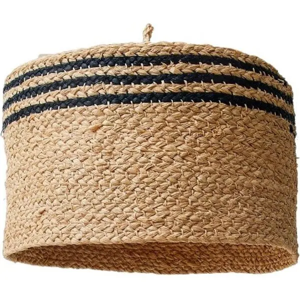 INDEGO AFRICA Striped Braided Raffia Lamp Shade - Black