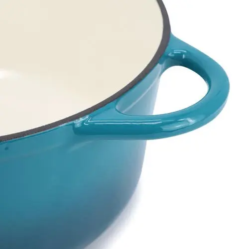 MEGACHEF 6.35 Quart Round Enameled Cast Iron Dutch Oven With Self Basting Lid - Light Blue