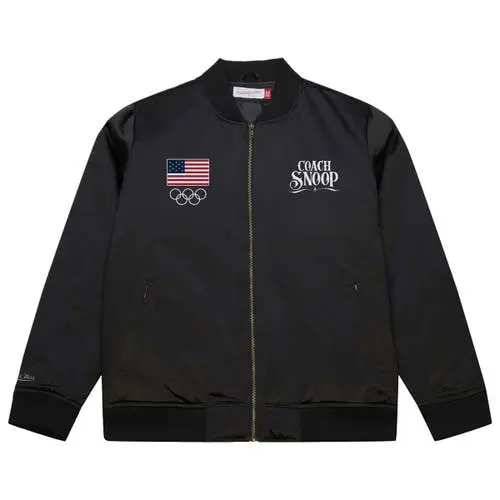 Mitchell & Ness Team Usa Coach Snoop Satin Bomber Jacket