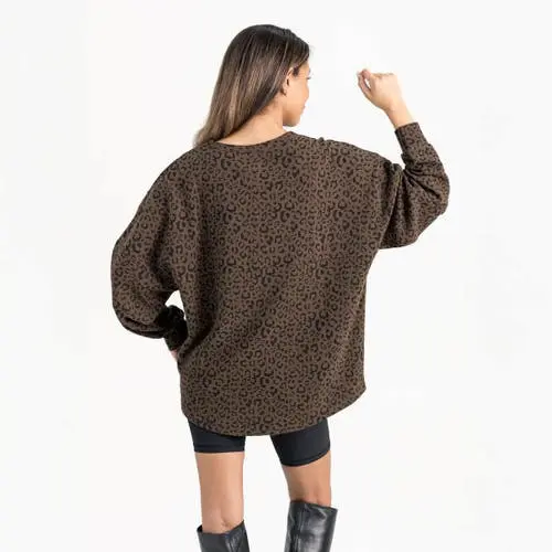 GAMEDAY COUTURE North Carolina Tar Heels Leopard Oversized Sweatshirt