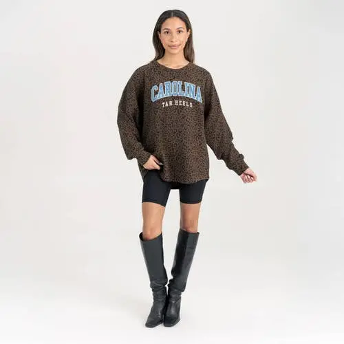 GAMEDAY COUTURE North Carolina Tar Heels Leopard Oversized Sweatshirt