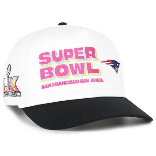 '47 Black New England Patriots Super Bowl Lx Stacked Hitch Adjustable Hat - White