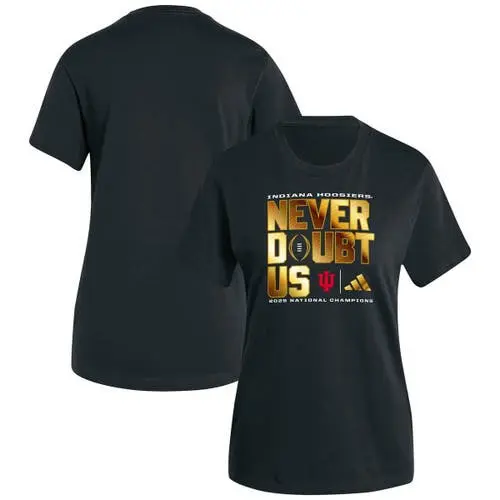 Adidas Indiana Hoosiers College Football Playoff 2025 National Champions Never Doubt Us T-shirt - Black
