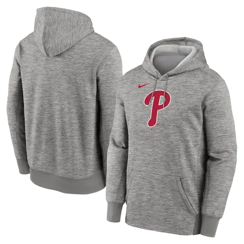 Nike Philadelphia Phillies Primary Logo Therma Hoodie - Heather Gray