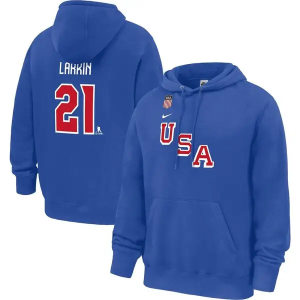 Nike Dylan Larkin Us Hockey 2026 Name & Number Hoodie - Royal